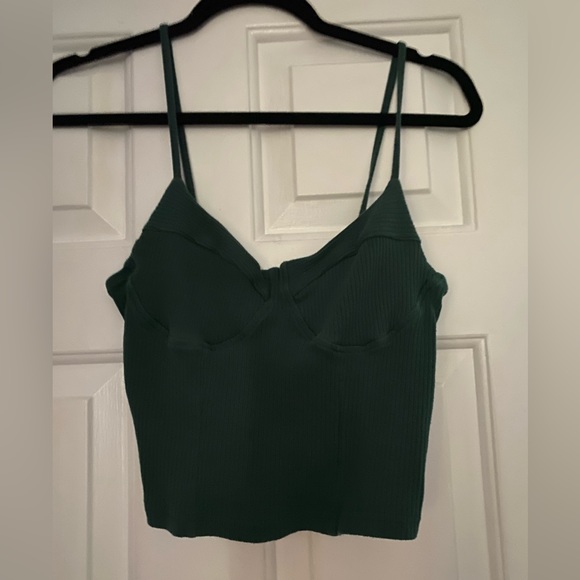 Tops | Green Ribbed Tank Top | Poshmark